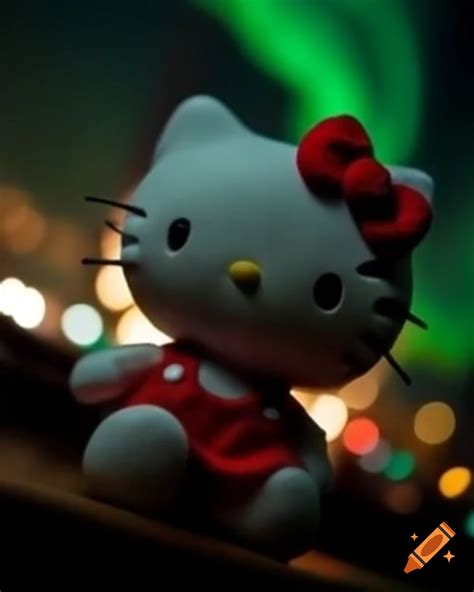 Hello Kitty Doll Observing The Northern Lights Up Close On Craiyon