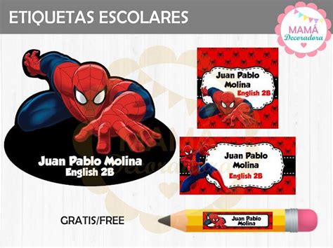 Etiquetas escolares Gratis Spiderman el hombre araña Spiderman gratis