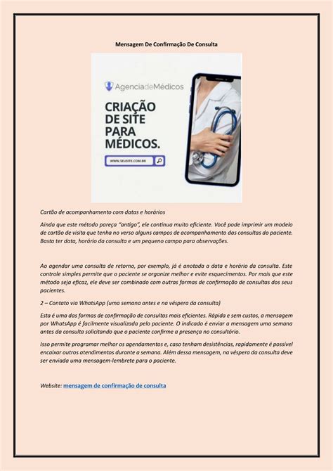 Ppt Mensagem De Confirmação De Consulta Agência Do Médico