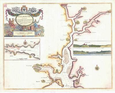 1790 Sea Chart Map CORNWALL FALMOUTH Truro Helford By Greenvile Collins