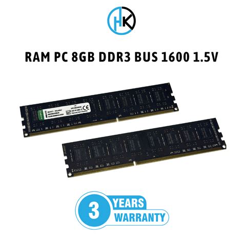 Ram Pc 8gb Ddr3 Bus 1600 Mhz Memory Ram Pc3 12800 Dimm Bảo Hành 3 Năm Lỗi đổi Mới Shopee