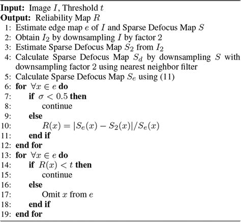 Algorithm 1 Reliability Map Estimation Download Scientific Diagram