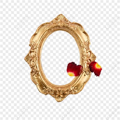 양 귀 비 꽃잎 장식으로 황금 빈티지 사진 프레임골든레트로 Png 일러스트 무료 다운로드 Lovepik