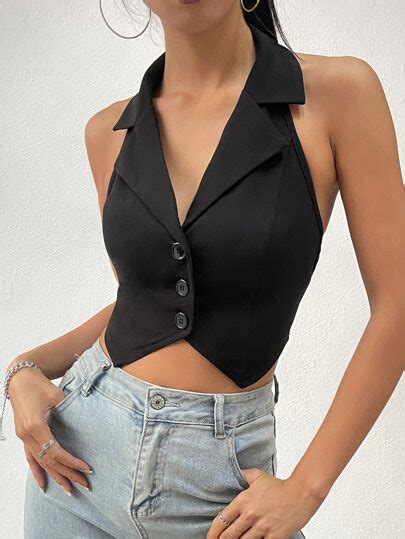 Shein Ezwear Lapel Neck Asymmetrical Hem Crop Vest Blazer Shein Uk