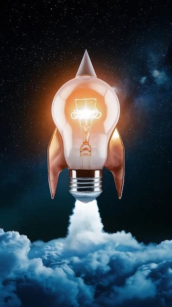 Creative Rocket Light Bulb Glows With Smoke And Blast Successfully Lift