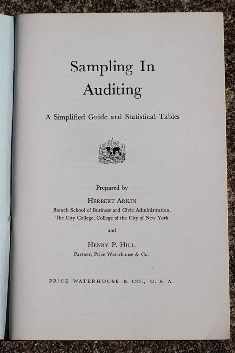 1959 Sampling In Auditing A Simplified Guide Statistical Tables Price Pricetronic