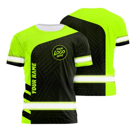 Hi Vis Shirt Uniform Reflective Black Green Neon Custom Name And Logo