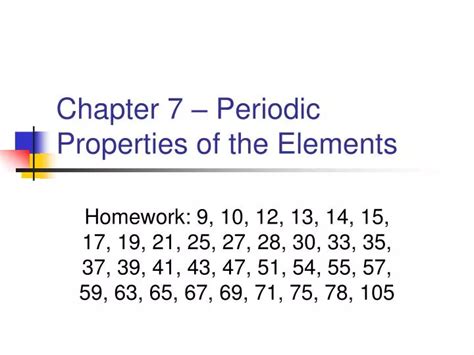 Ppt Chapter 7 Periodic Properties Of The Elements Powerpoint