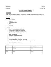 Seperating Mixtures Lab Report Mariam Ali Chemistry Period Separating Mixtures