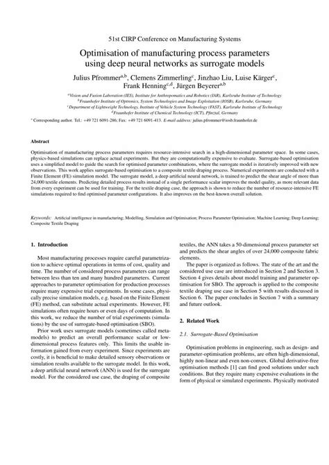 Pdf Optimisation Of Manufacturing Process Parameters Using Dokumentips