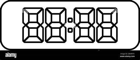 Digital Table Clock Electronic Display Desk Watch Contour Outline Line Icon Black Color Vector