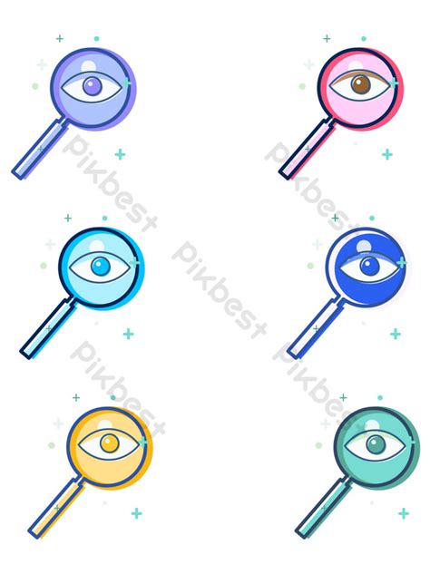 Cartoon Drawing Minimalistic Magnifying Glass Eye Vector Illustration