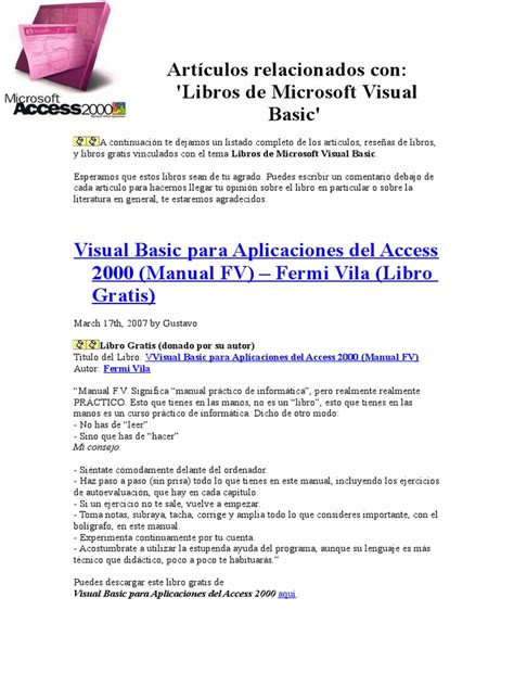 Visual Basic Para Aplicaciones Del Access 2000 Manual Fv Basic