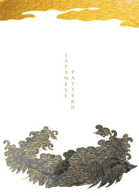 Abstract Landscape With Japanese Hand Drawn Wave Pattern Vector Nature Art Background With