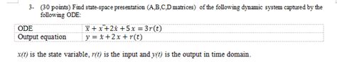 Solved Points Find State Space Presentation A B C D Chegg Com