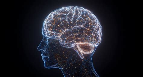 Glowing Human Brain Neural Network 3d Render Stock Illustration Illustration Of Head Glowing