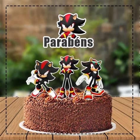 Topo De Bolo Topper Personalizado Sonic Shadow à venda em São Vicente São Paulo por apenas R
