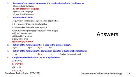 Relational Calculus Pptx Databases Computer Software And Applications