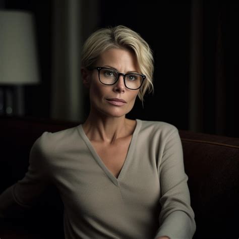 Premium Ai Image A Woman Wearing Glasses And A Sweater Sits On A Couch