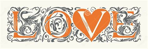 Love Lettering In Fancy Initial Letters Stock Illustration Illustration Of Postcard Cartoon