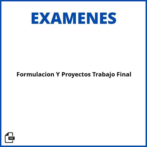 Formulacion Y Evaluacion De Proyectos Trabajo Final Pdf