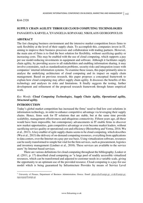 Pdf Supply Chain Agility Through Cloud Computing Technologies