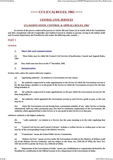 PDF CCS CCA RULES 1965 In Exercise Of The Powers Conferred By Sub Rule 2 Of Rule 3