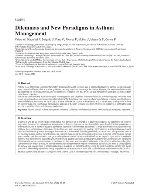 Pdf Re Evolution Of Asthma Management Dilemmas And New Paradigms