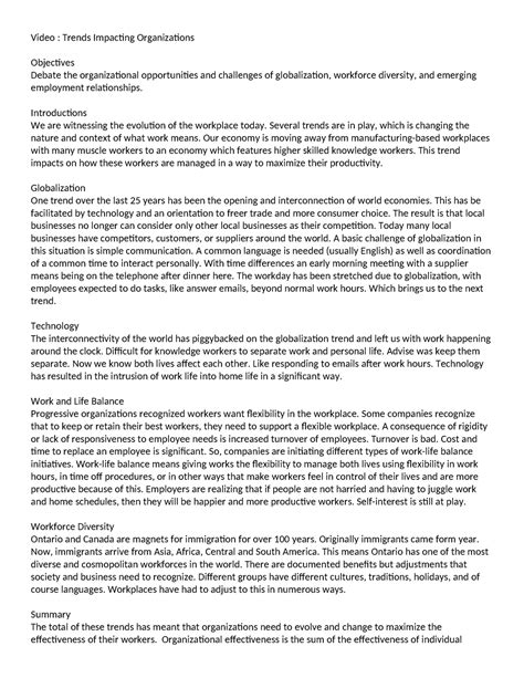 week 1 checklist transcripts video trends impacting organizations
