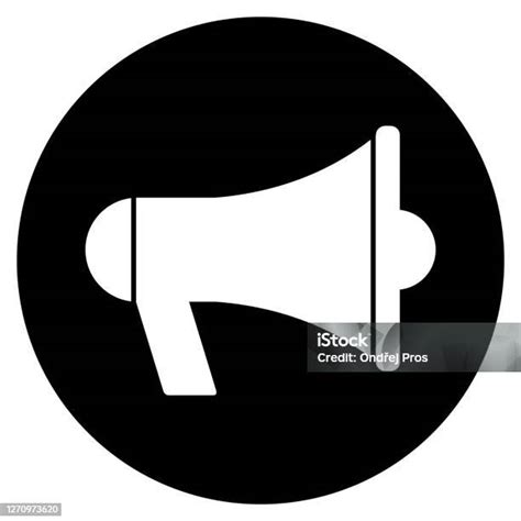 黑色圓圈中的擴音器平面圖示與白色背景隔離揚聲器符號揚聲器向量插圖向量圖形及更多咪高峰圖片 咪高峰 噪音 圓形 Istock