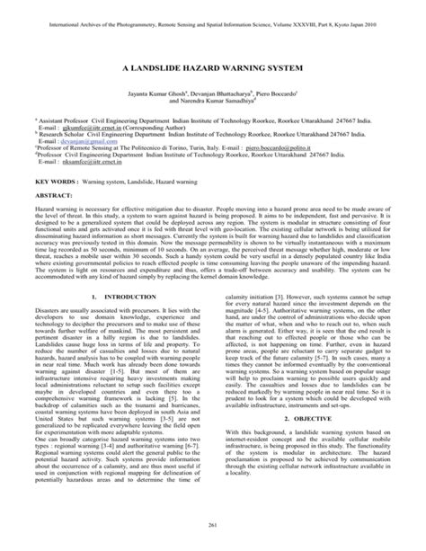 A Landslide Hazard Warning System