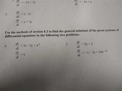 Solved Dy 3x Y Dt 3x 2y Dt Dx X 2y Dt 3 Dy Chegg