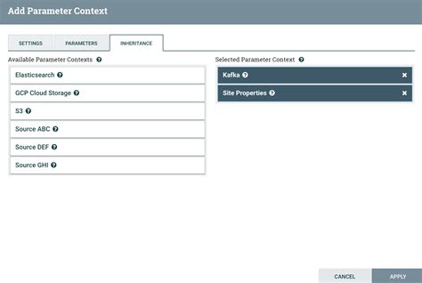 apache nifi 1 15 0 parameter context inheritance