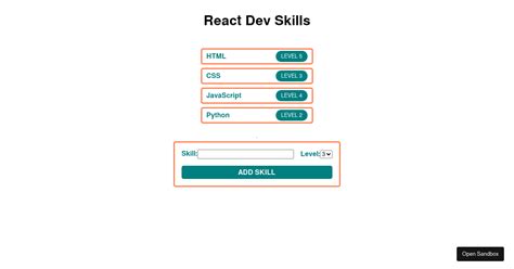React Dev Skills 3and4 Codesandbox