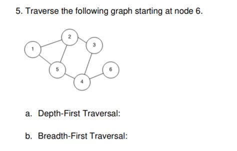 Solved 5 Traverse The Following Graph Starting At Node 6