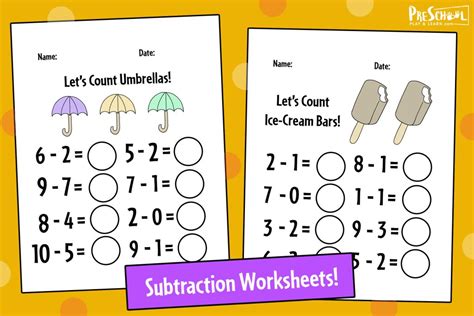 Free Kindergarten Subtraction Worksheets Numbers 1 10 Worksheets Library