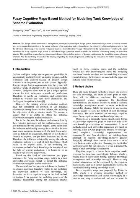 Pdf Fuzzy Cognitive Maps Based Method For Modelling Tacit Knowledge
