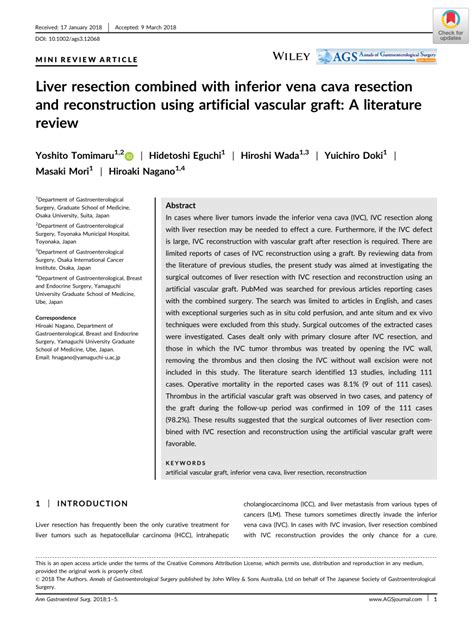 Pdf Liver Resection Combined With Inferior Vena Cava Resection And Reconstruction Using