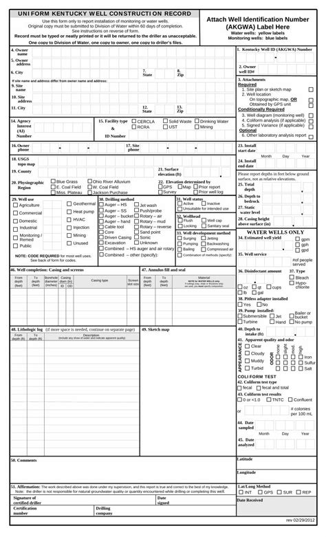 Pdf Uniform Kentucky Well Construction Record Attach Well Dep Ky