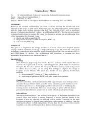 Progress Report Memo Docx Progress Report Memo To Dr Victoria Abboud Professor Engineering