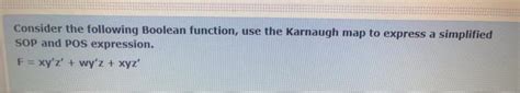 Solved Consider The Following Boolean Function Use The