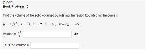 Solved Point Book Problem Find The Volume Of The Chegg Com