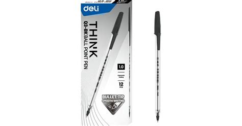კალამი ბურთულიანი Deli 1მმ წვერით შავი · საკანცელარიო