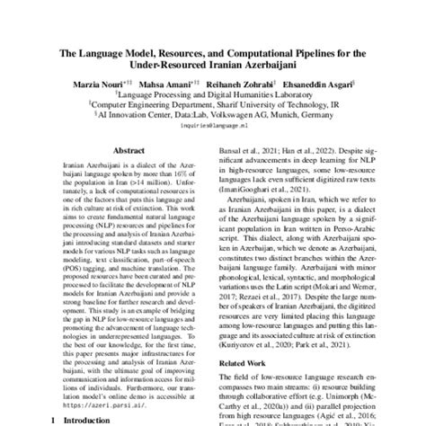 The Language Model Resources And Computational Pipelines For The Under Resourced Iranian