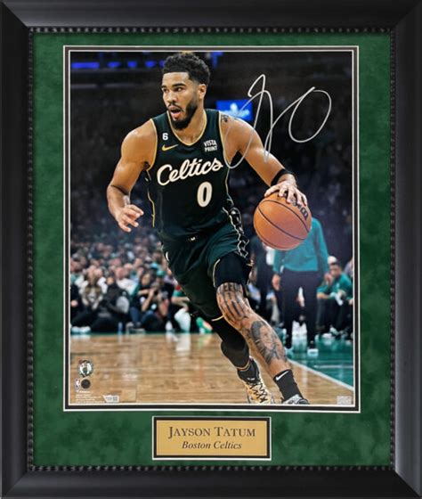 jayson tatum autograph photo 2022 23 city edition uniform 23x27