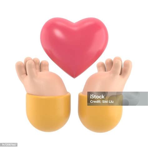 만화 제스처 아이콘 모형자선 개념 그들의 손에 심장을 들고 기부자 흰색 배경에 3d 렌더링 건강관리와 의술에 대한 스톡 사진 및 기타 이미지 Istock