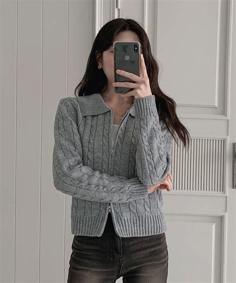 커넥트 [여리핏] 데이즈 투웨이 꽈배기 니트 집업 5color