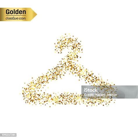 옷걸이 옷 배경에 고립의 골드 반짝이 벡터 아이콘입니다 예술 창작 개념 그림 웹 노을 빛 색종이 밝은 장식 스파클 반짝이 추상 블 링 쉬머 먼지 호 일 0명에 대한 스톡