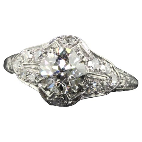 Vintage Art Deco Style Platinum Old Euro Diamond And Sapphire