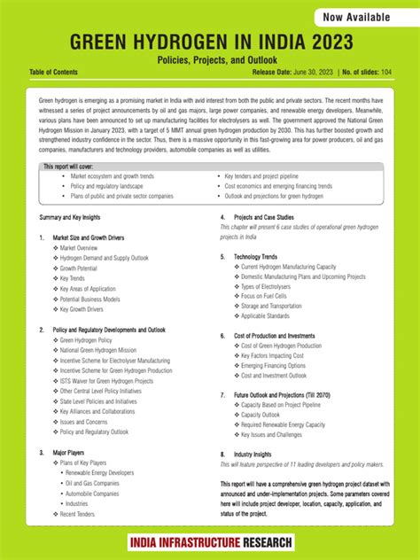 Green Hydrogen Market In India 2023 Released Pdf Natural Gas
